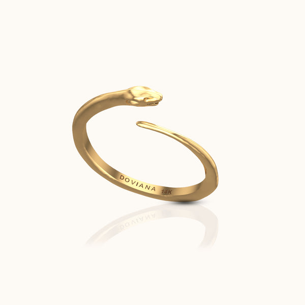 Embrace Timeless with 14K Solid Gold Eternal Snake Wrap Ring | Doviana